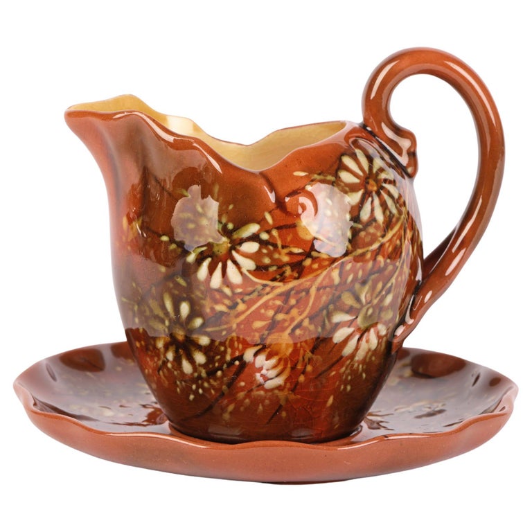 Christopher Dresser Linthorpe Art Pottery Cream Jug and Saucer, c.1880 ...
