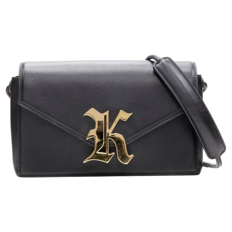 CHRISTOPHER KANE Gothic K Devine black gold flap shoulder bag For Sale ...