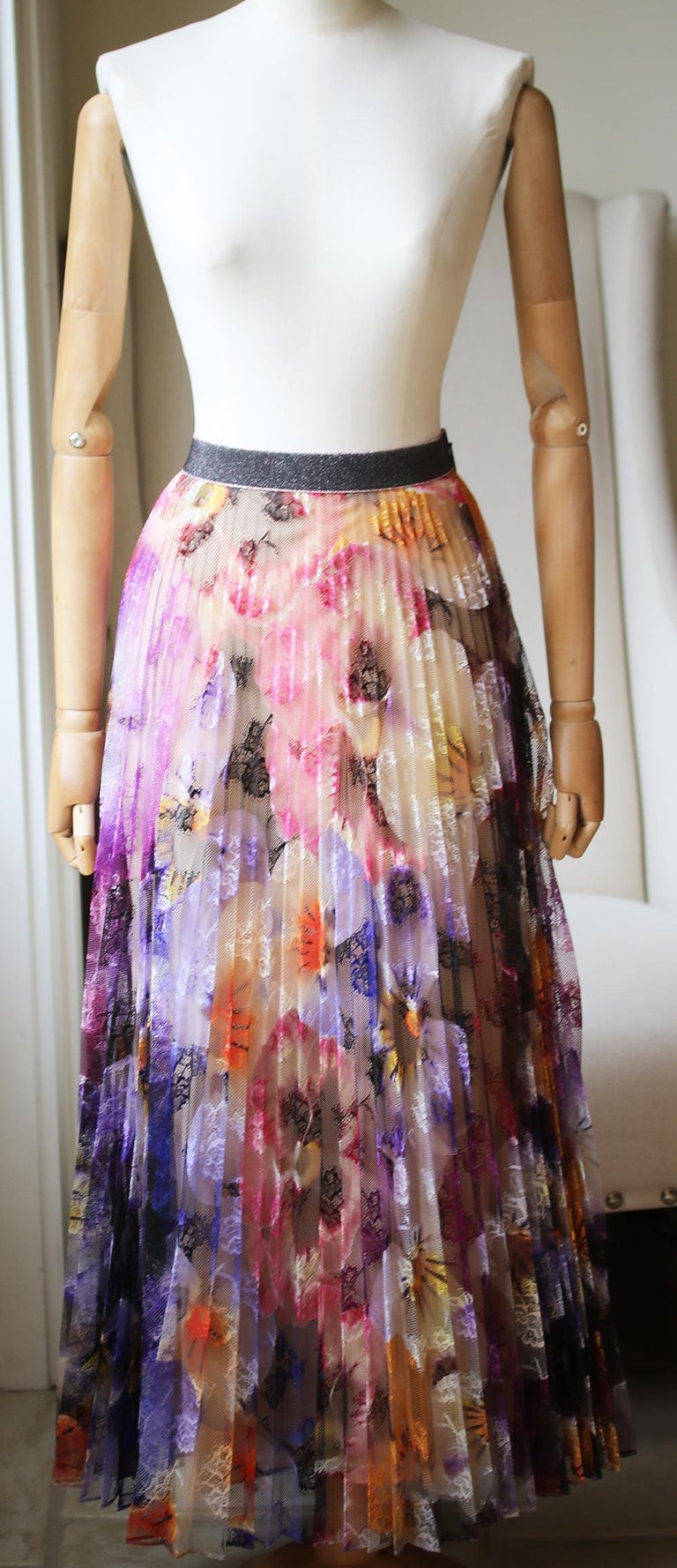 Christopher Kane Pleated Printed Lace Midi Skirt For Sale at 1stDibs ...