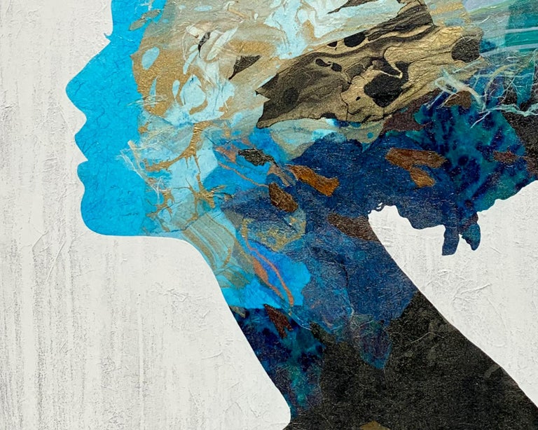 Christopher Peter - "Blue Dream Pieces I" Textured Profile Silhouette ...