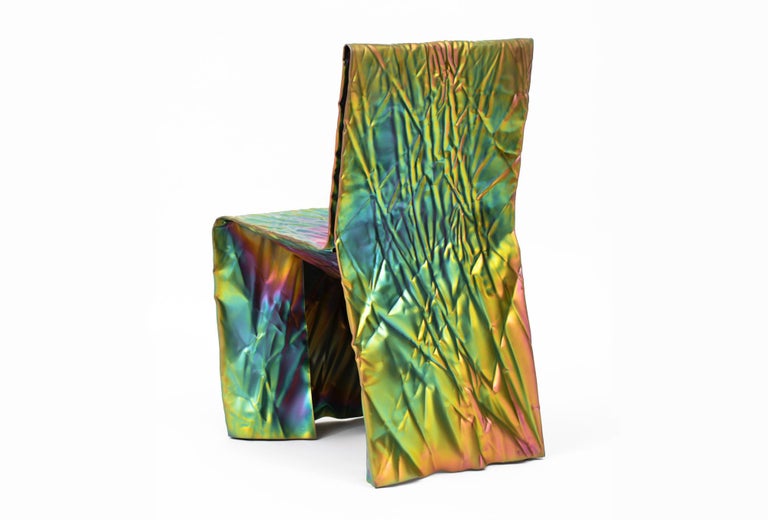 Christopher Prinz “Wrinkled Chair” in Rainbow Iridescent 'Raw' For Sale at 1stDibs