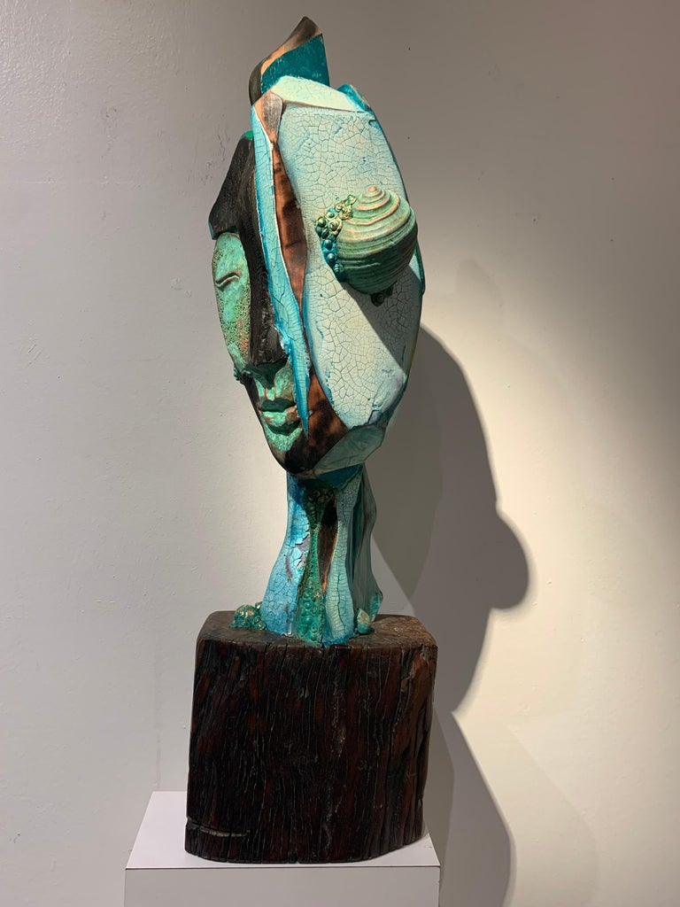 Christopher Reilly - Listening, wood, acrylic, mixed media sculpture ...