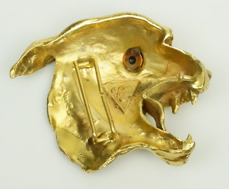 Christopher Ross Gold Wolf Head Belt Buckle 1976 For Sale at 1stDibs ...