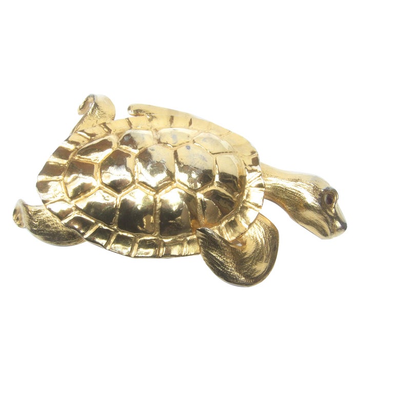 Christopher Ross Massive Huge Scale 24k Gold Plated Turtle Belt Buckle ...
