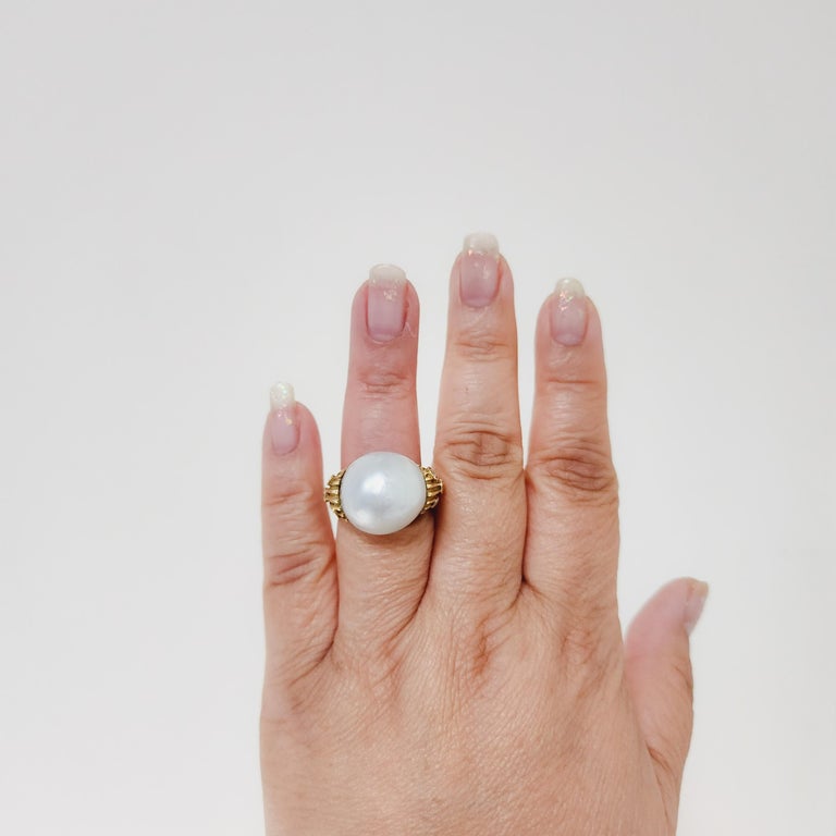 Christopher Walling South Sea Pearl and Diamond Cocktail Ring in 18k ...