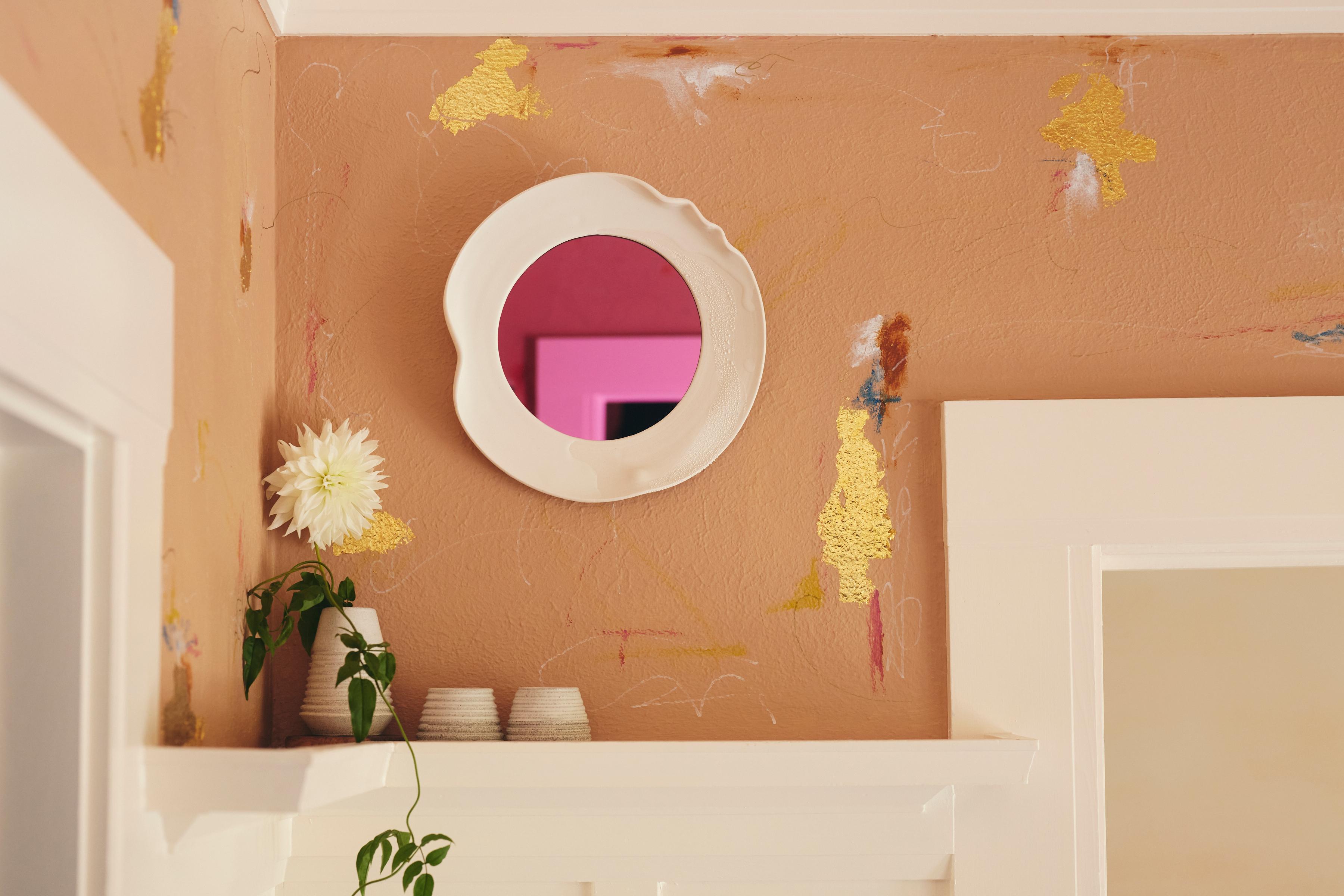 Chroma Pink Ceramic Wall Mirror by Erin Hupp For Sale at 1stDibs