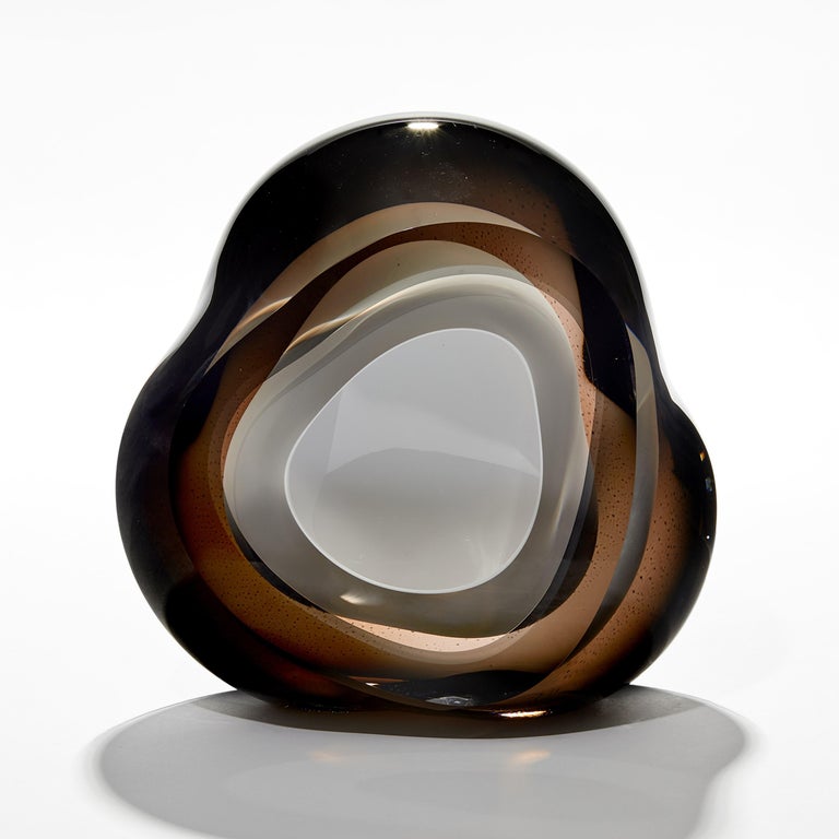 Chromatic Vug in Smokey Topaz and Grey, Glass Sculpture by Samantha ...