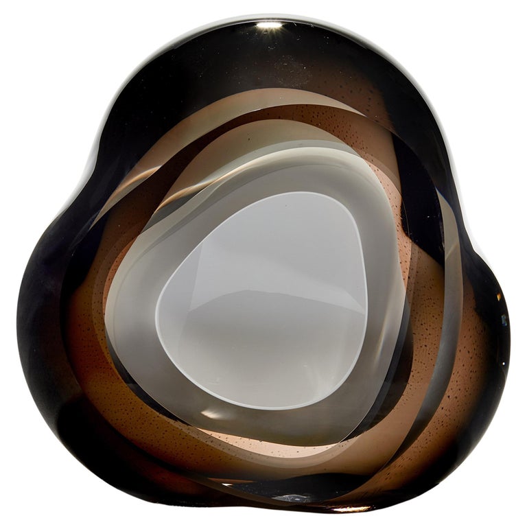 Chromatic Vug in Smokey Topaz and Grey, Glass Sculpture by Samantha ...