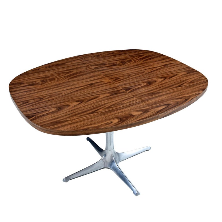 Chromcraft "Unicorn" Chrome Base Sculpta Extending Dining Table, Faux ...