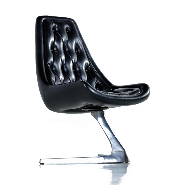 Chromcraft Chrome "V" Base Tufted Black Vinyl Sculpta Unicorn Star Trek ...