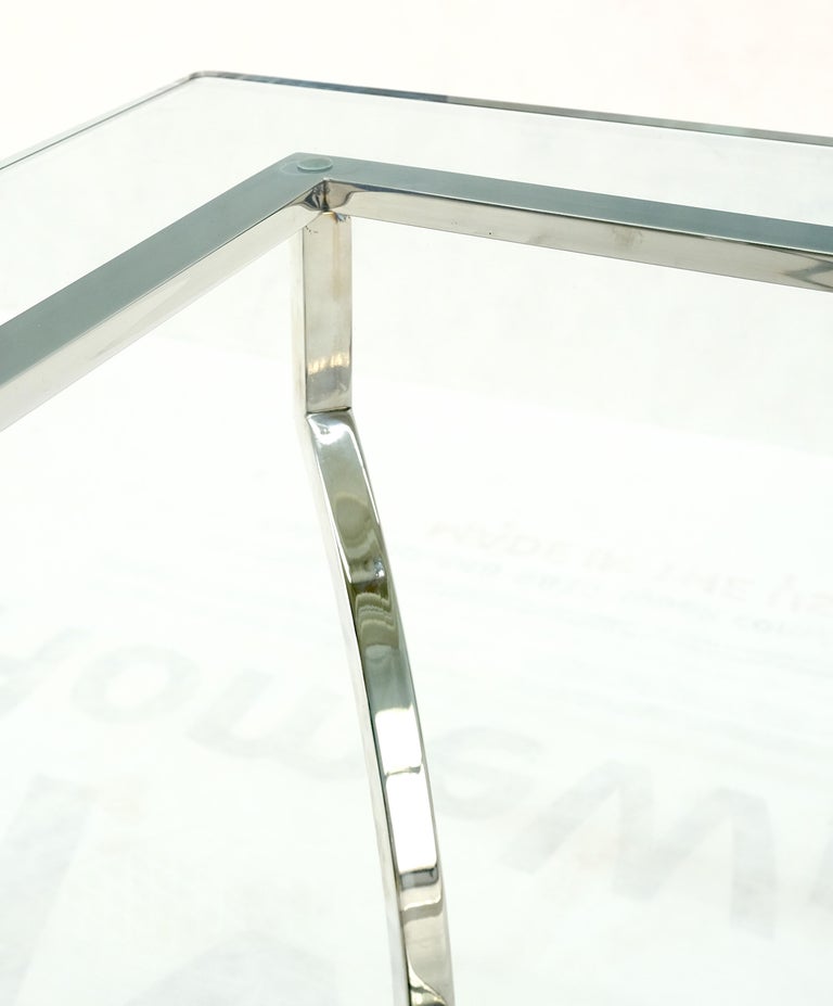 Chrome Glass Brass Finial Base Hoof Feet Square Coffee Center Table ...