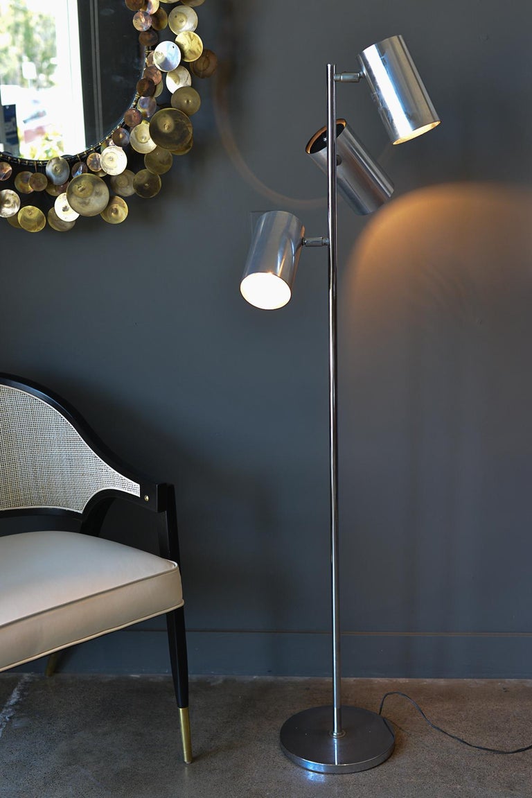 Chrome 3 Light Floor Lamp by Robert Sonneman for Koch and Lowy, ca ...