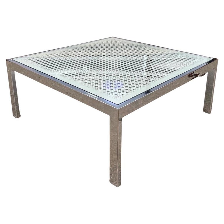 Chrome and Cane Coffee Table by Milo Baughman For Sale at 1stDibs