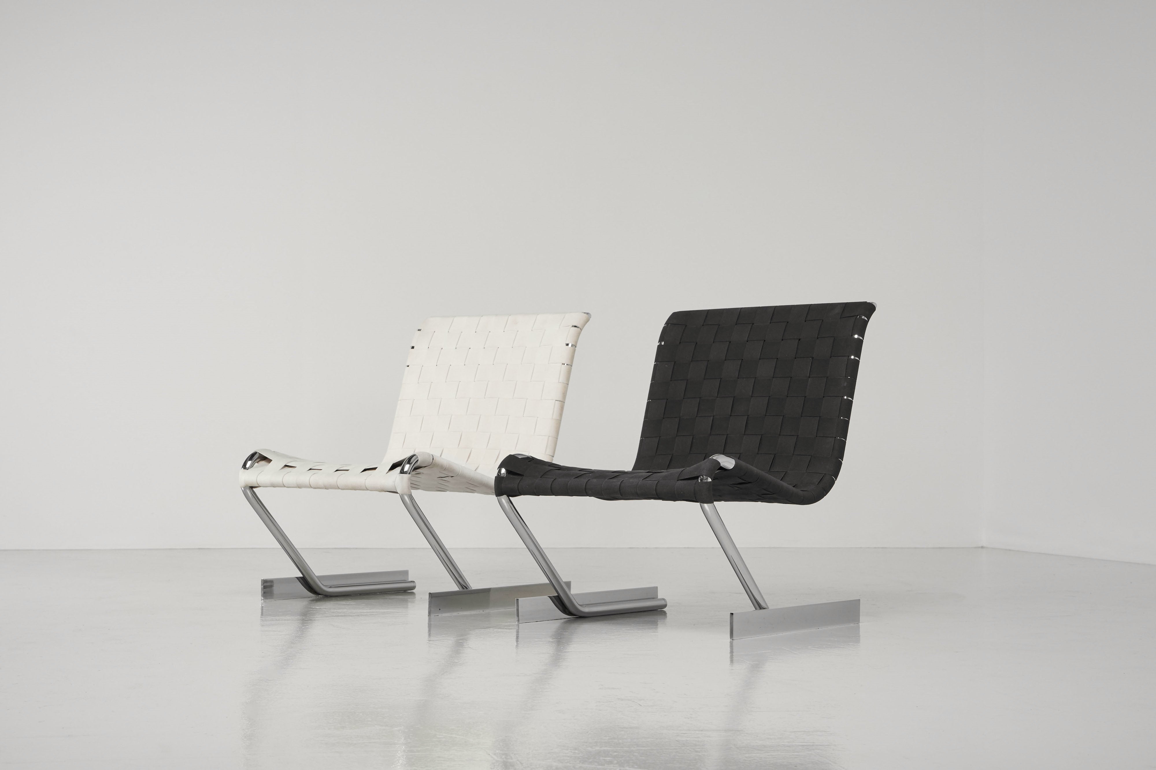 Chrome and Canvas Lounge Chairs Italy 1970 For Sale at 1stDibs