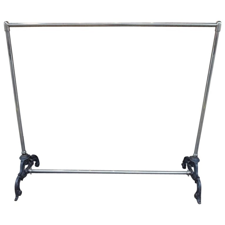 Chrome and Cast Iron French Vintage Clothes Rail at 1stDibs