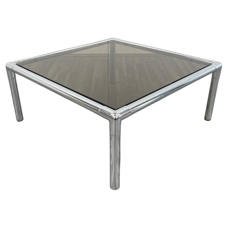 Chrome and Glass Mid Century Coffee Table by Rodney Kinsman for OMK For ...