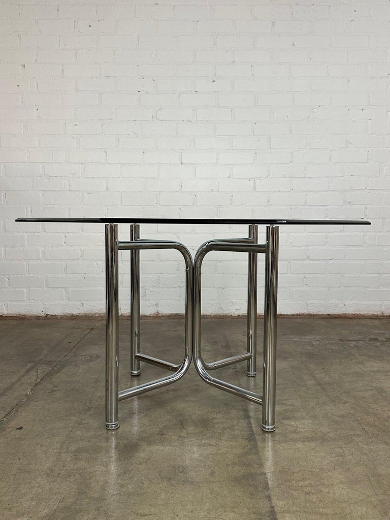 Chrome and glass Octogan dining table For Sale at 1stDibs