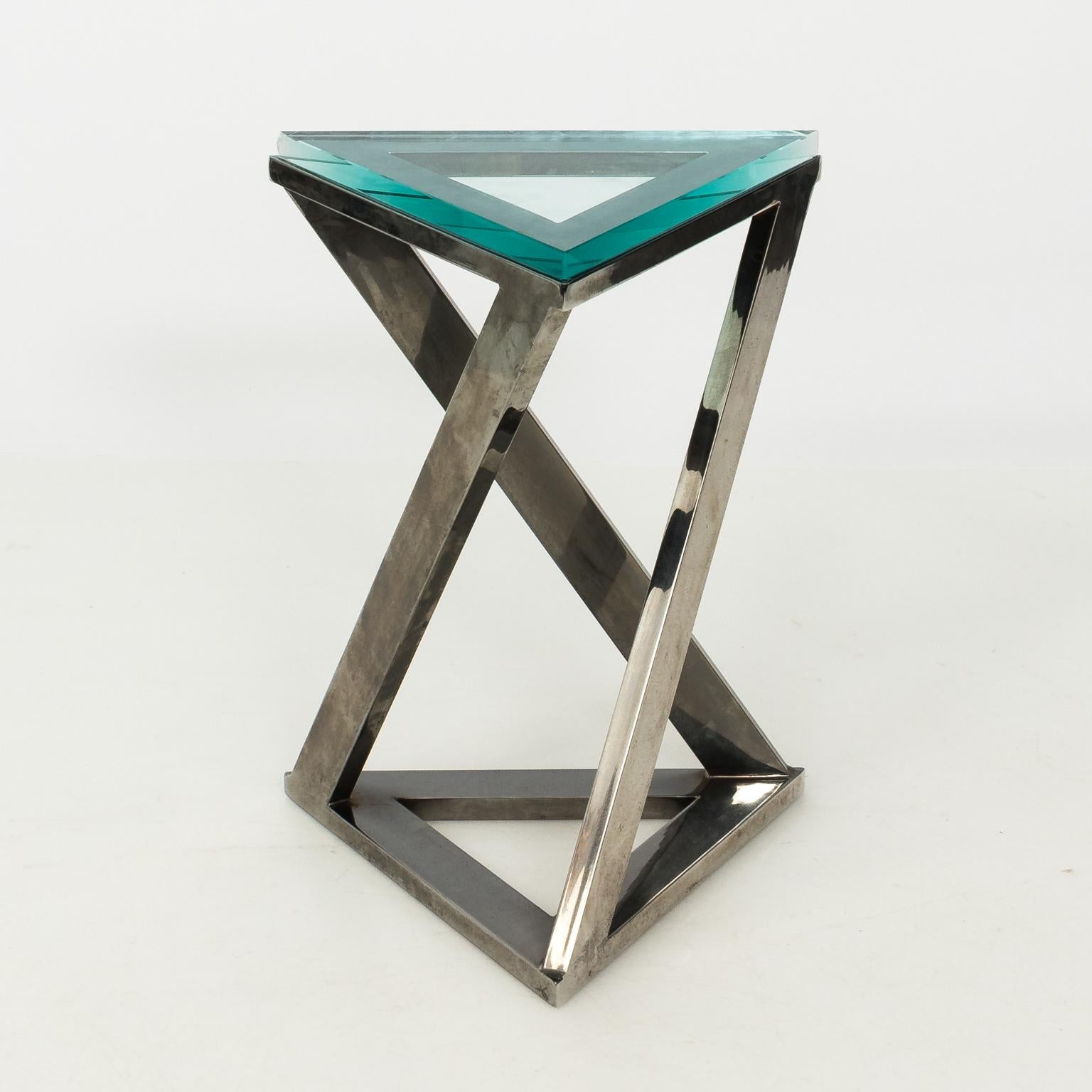 Chrome and Glass Side Table at 1stDibs
