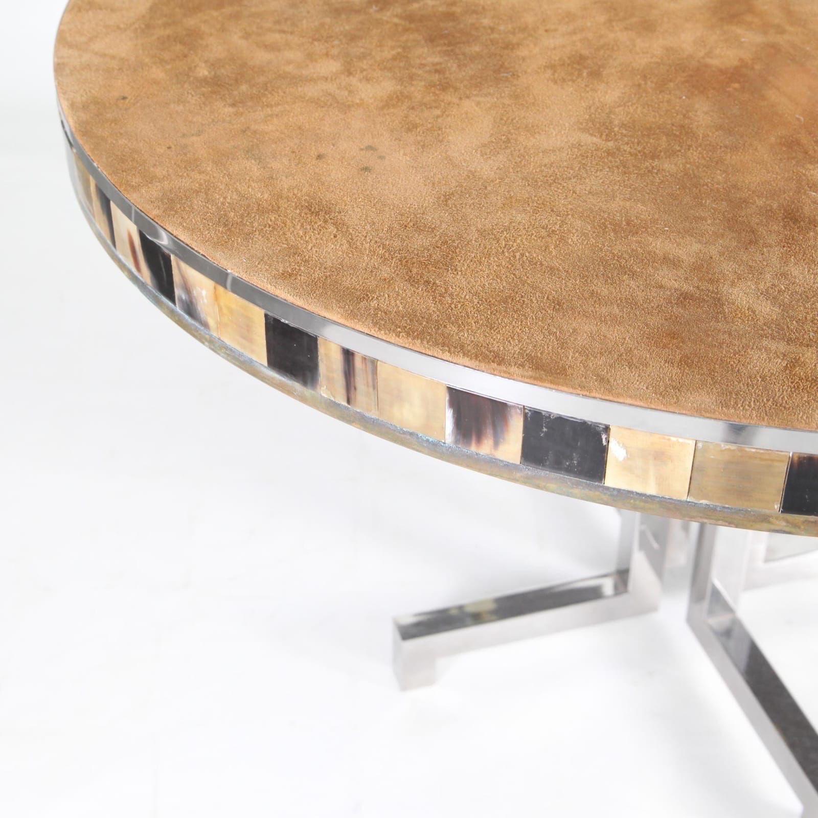 Chrome and horn dining table circa 1970 For Sale at 1stDibs