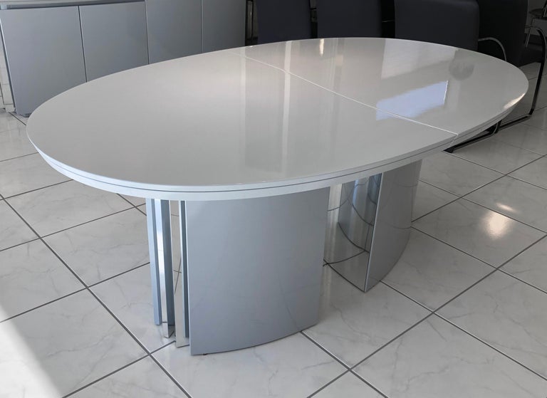 Chrome and Lacquered Rougier Dining Table 1970s Signed at 1stDibs