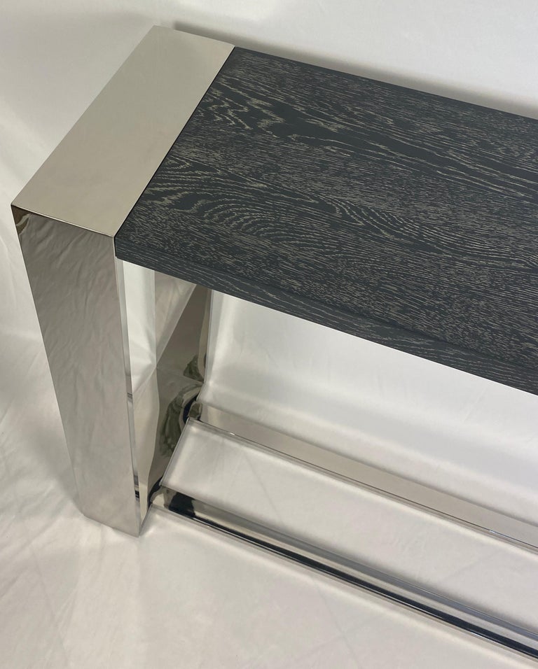 Chrome and Painted Wood Console Table or Sofa Table For Sale at 1stDibs