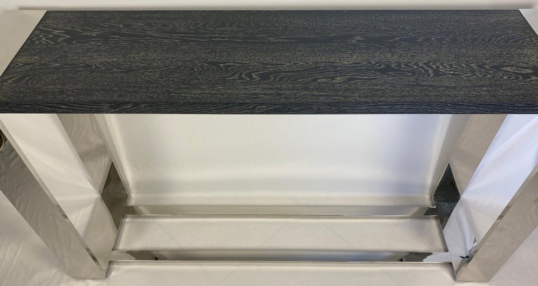 Chrome and Painted Wood Console Table or Sofa Table For Sale at 1stDibs