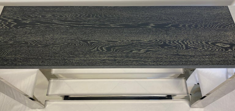 Chrome and Painted Wood Console Table or Sofa Table For Sale at 1stDibs
