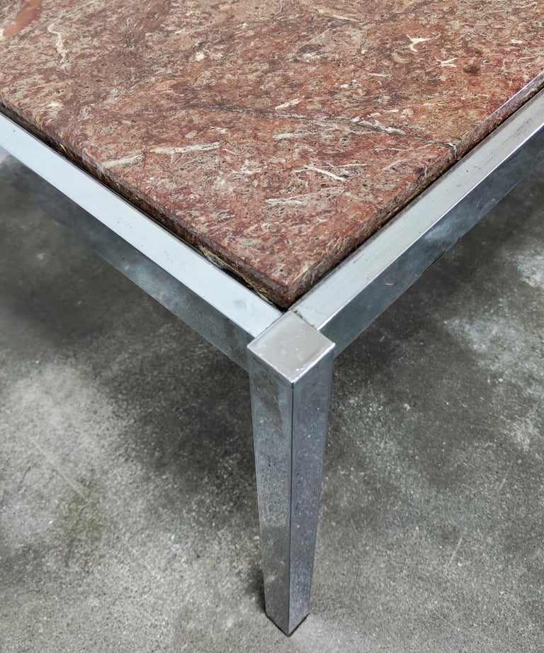 Chrome and Persa Granite Coffee Table, Florence Knoll Style, Italy ...