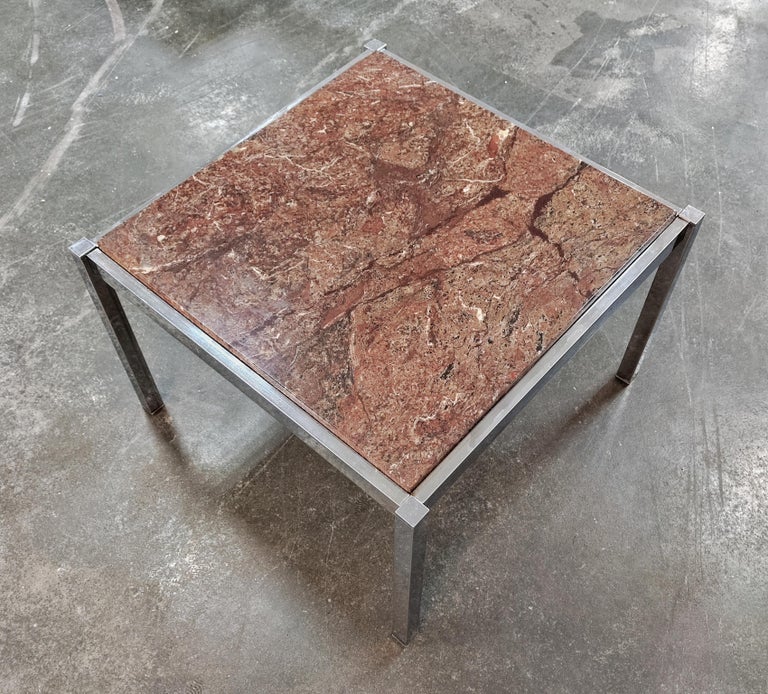 Chrome and Persa Granite Coffee Table, Florence Knoll Style, Italy ...