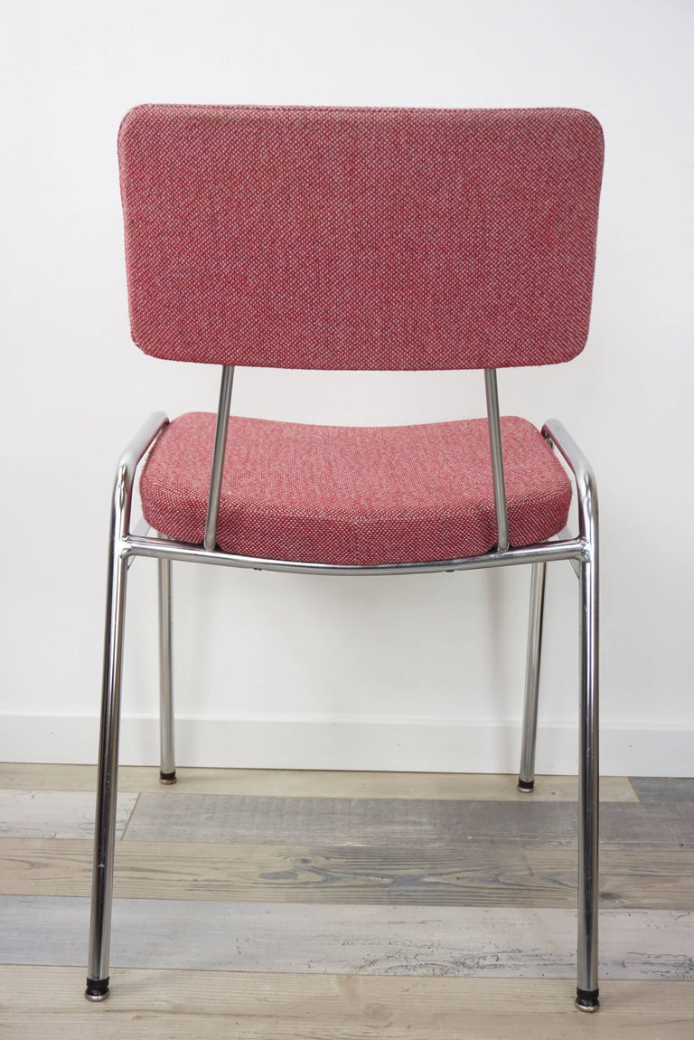 Chrome and Pink Tweed Fabric Chair at 1stDibs