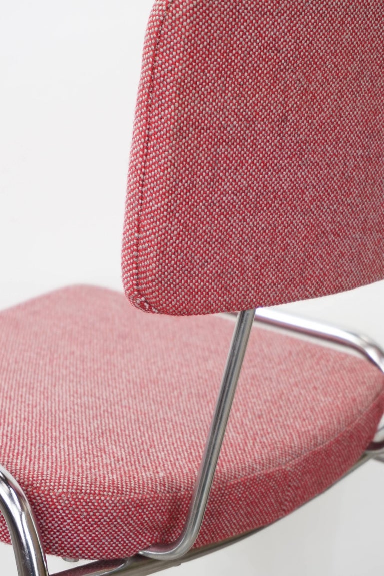 Chrome and Pink Tweed Fabric Chair at 1stDibs