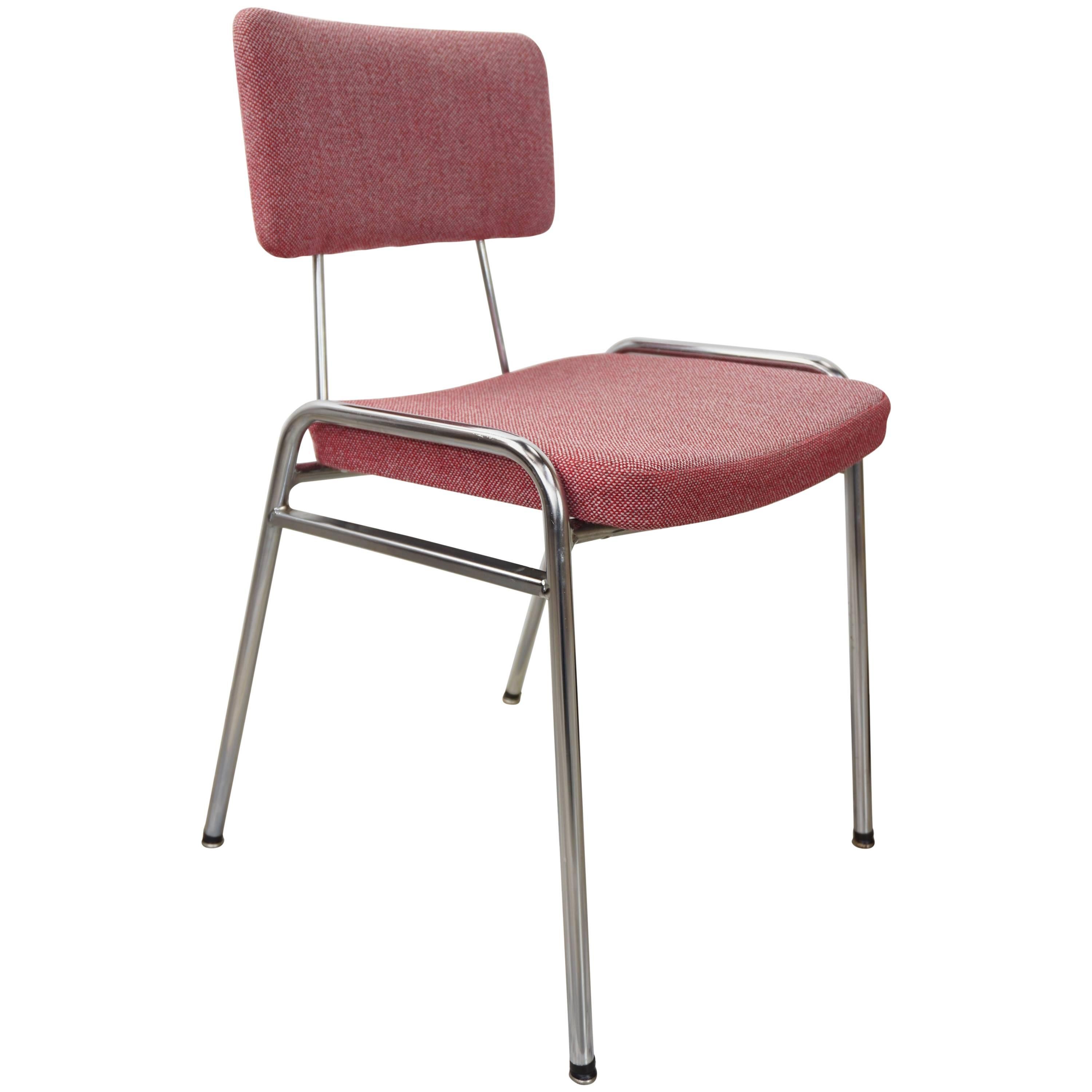 Chrome and Pink Tweed Fabric Chair at 1stDibs