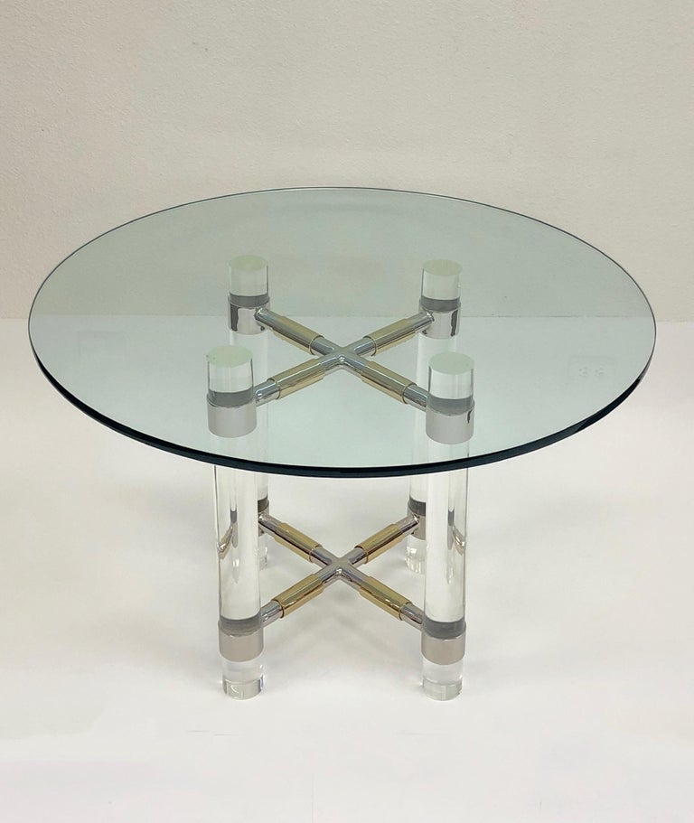 Chrome and Polish Brass Continental Height Table by Charles Hollis ...