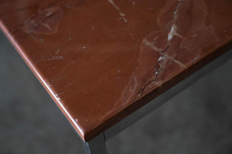Chrome and Rojo Alicante Marble Coffee or Side Table by Knoll, ca. 1960 ...