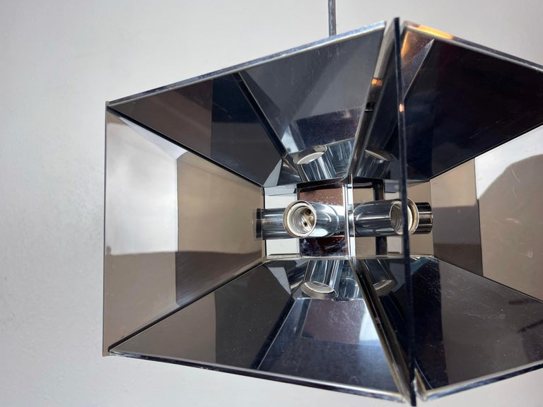 Chrome and Smoked Lucite Chandelier Pendant Ceiling Light For Sale at ...