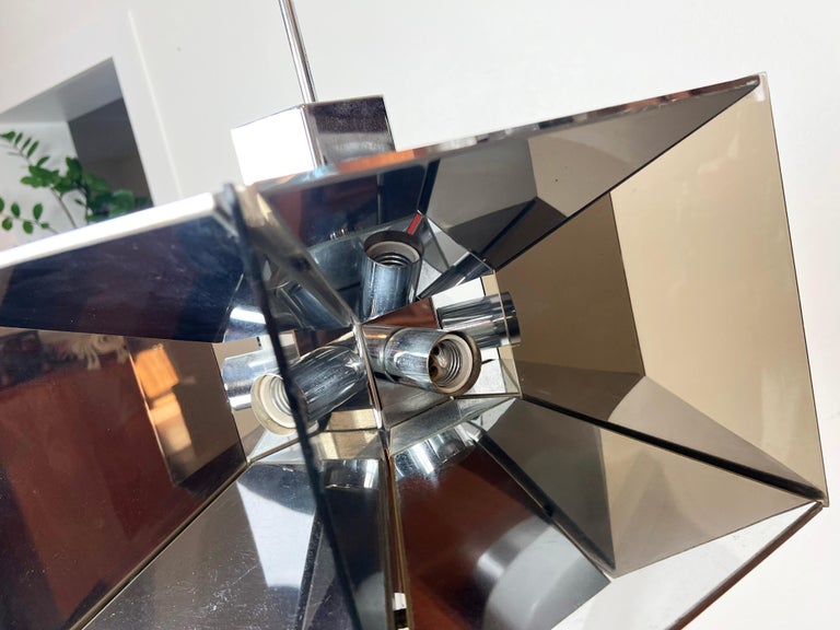 Chrome and Smoked Lucite Chandelier Pendant Ceiling Light For Sale at ...