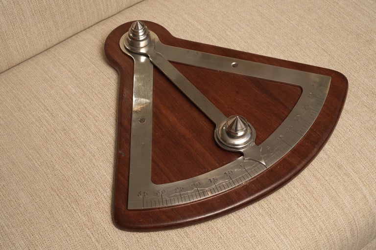Chrome and Teak Ship's Nautical Clinometer, Midcentury at 1stDibs