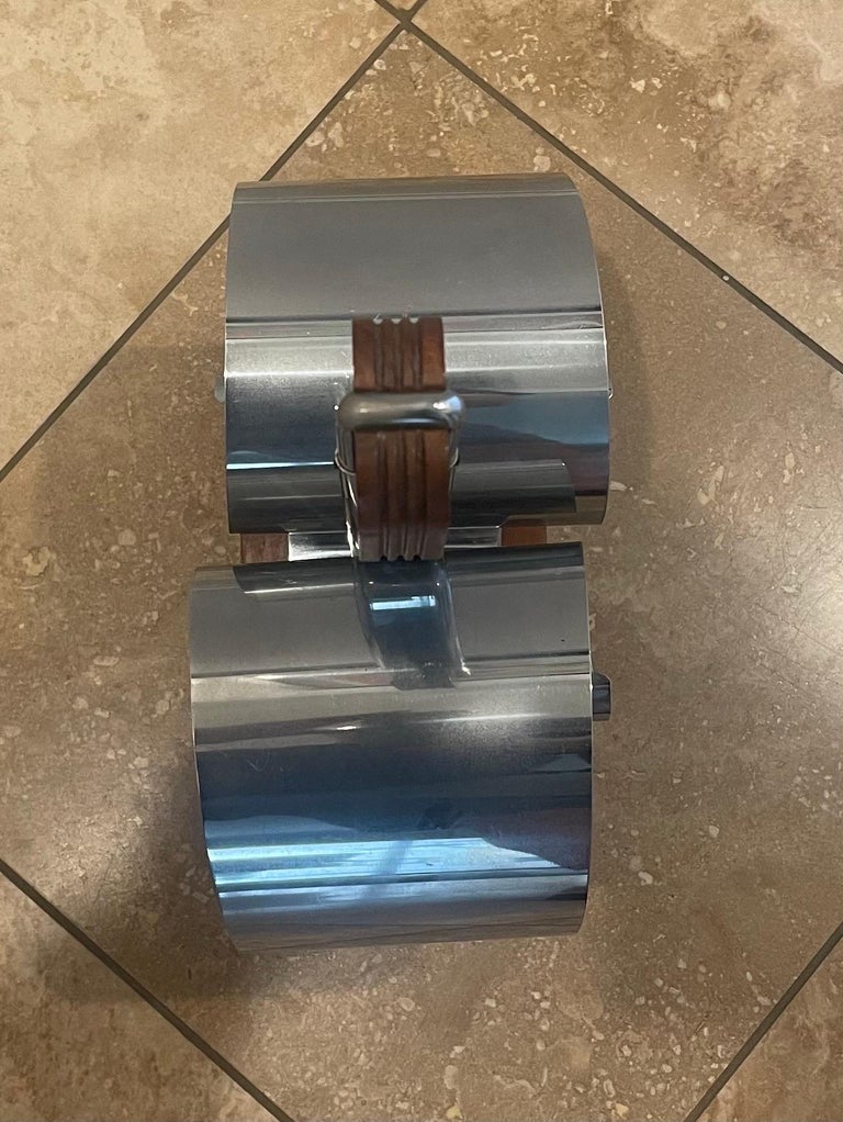 Chrome and Walnut Art Deco Magazine Rack by Fred D. Farr for Revere For ...