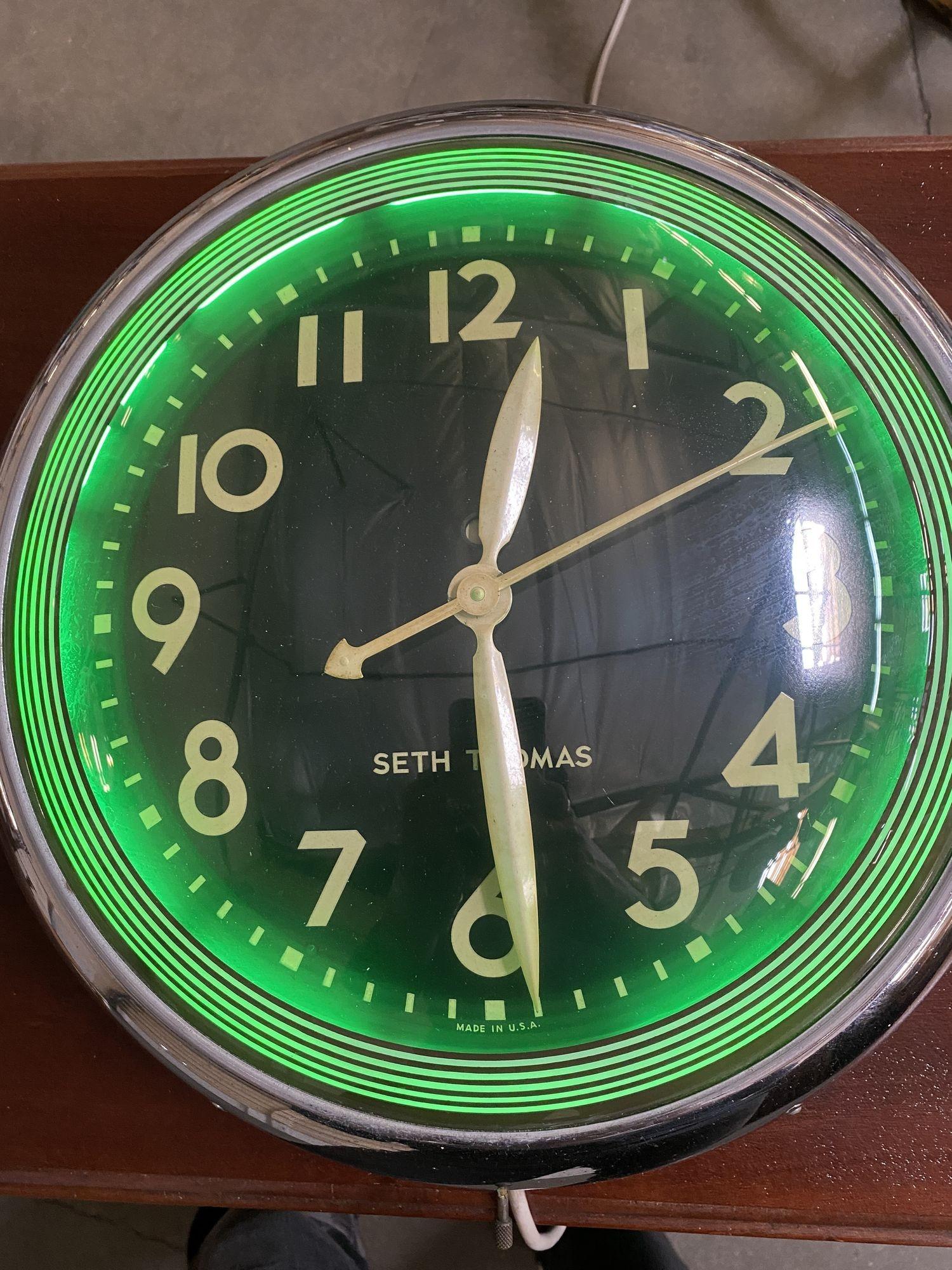 Chrome Art Deco "Chrono Lite-12" Commercial Neon Wall Clock by Seth ...