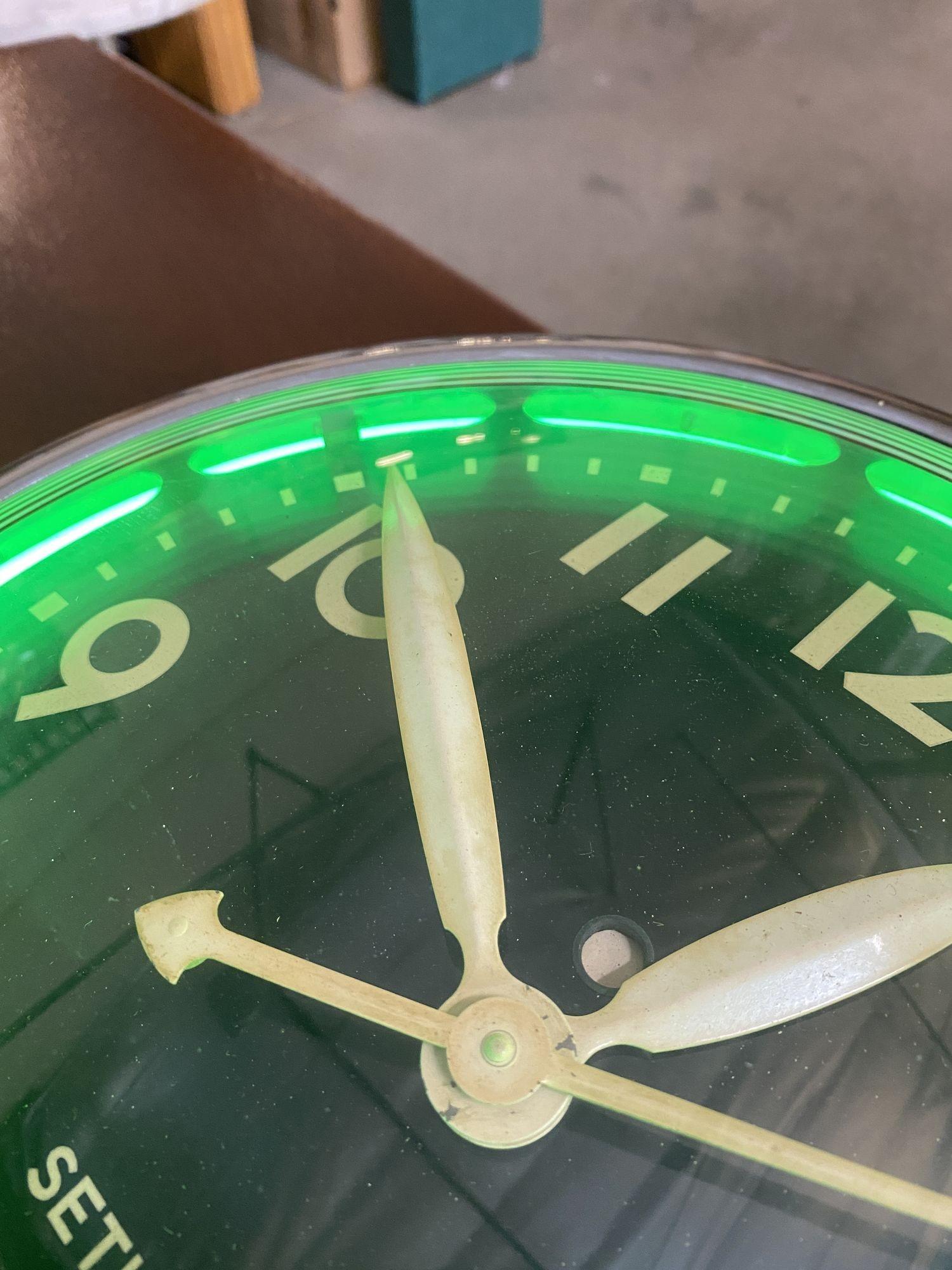 Chrome Art Deco "Chrono Lite-12" Commercial Neon Wall Clock by Seth ...