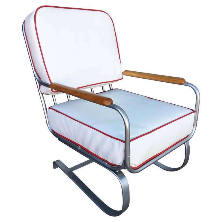 Chrome Art Deco Springer Rocking Chair For Sale at 1stDibs