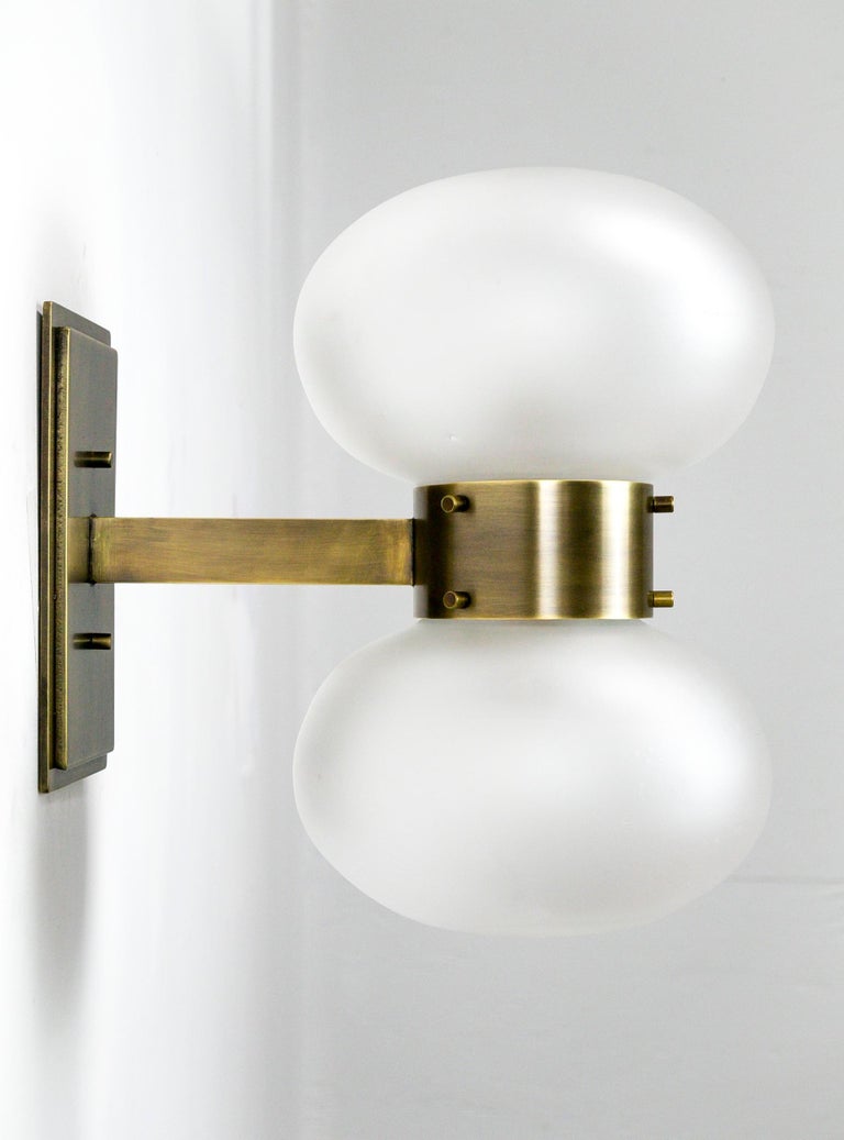 Chrome Banded Frosted Glass Sconce For Sale at 1stDibs
