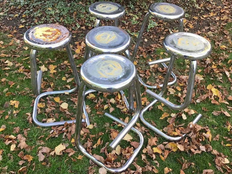Chrome Bar Stools Paperclip Stools Kinetics 1970s Stools For Sale at ...