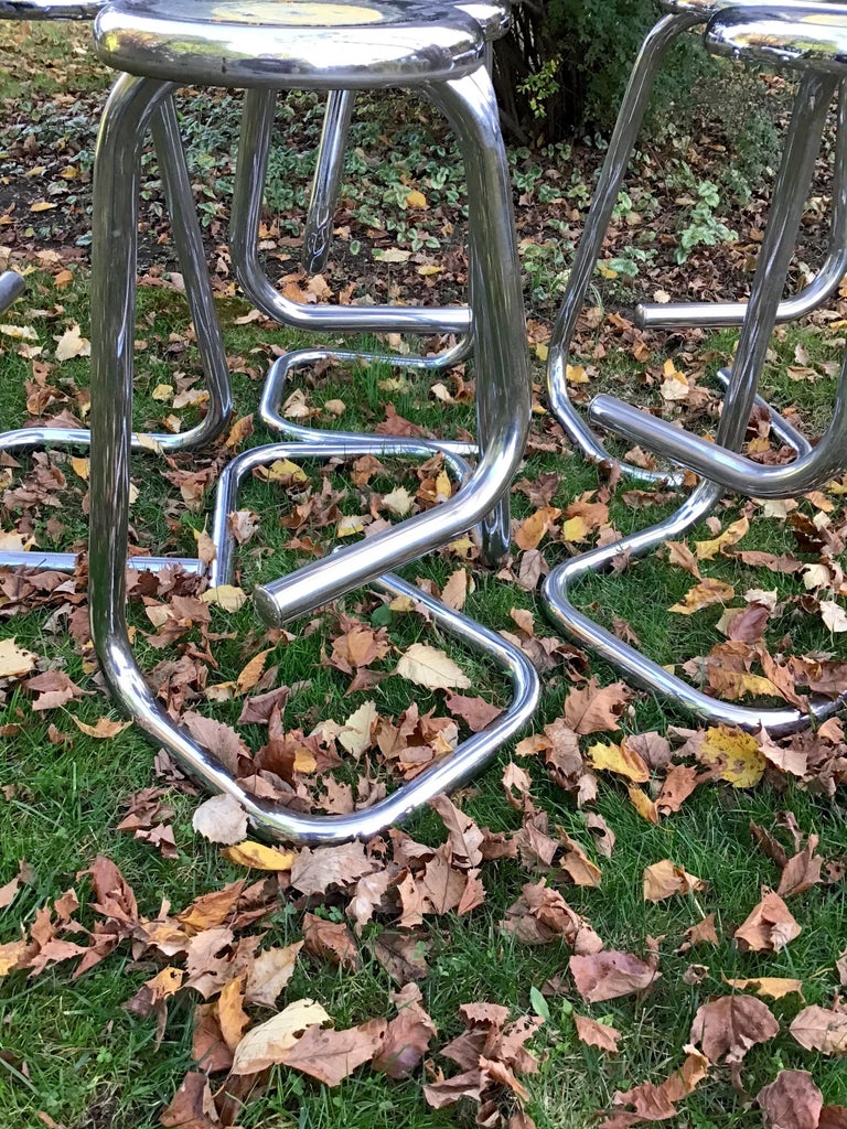 Chrome Bar Stools Paperclip Stools Kinetics 1970s Stools For Sale at ...
