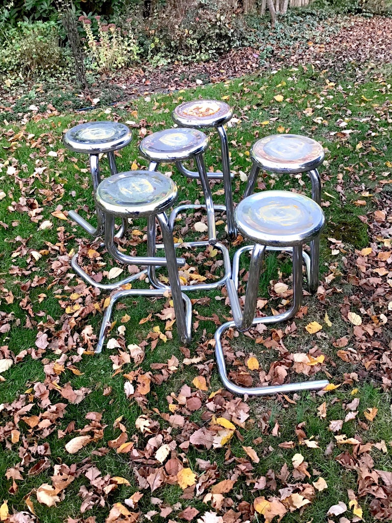 Chrome Bar Stools Paperclip Stools Kinetics 1970s Stools For Sale at ...