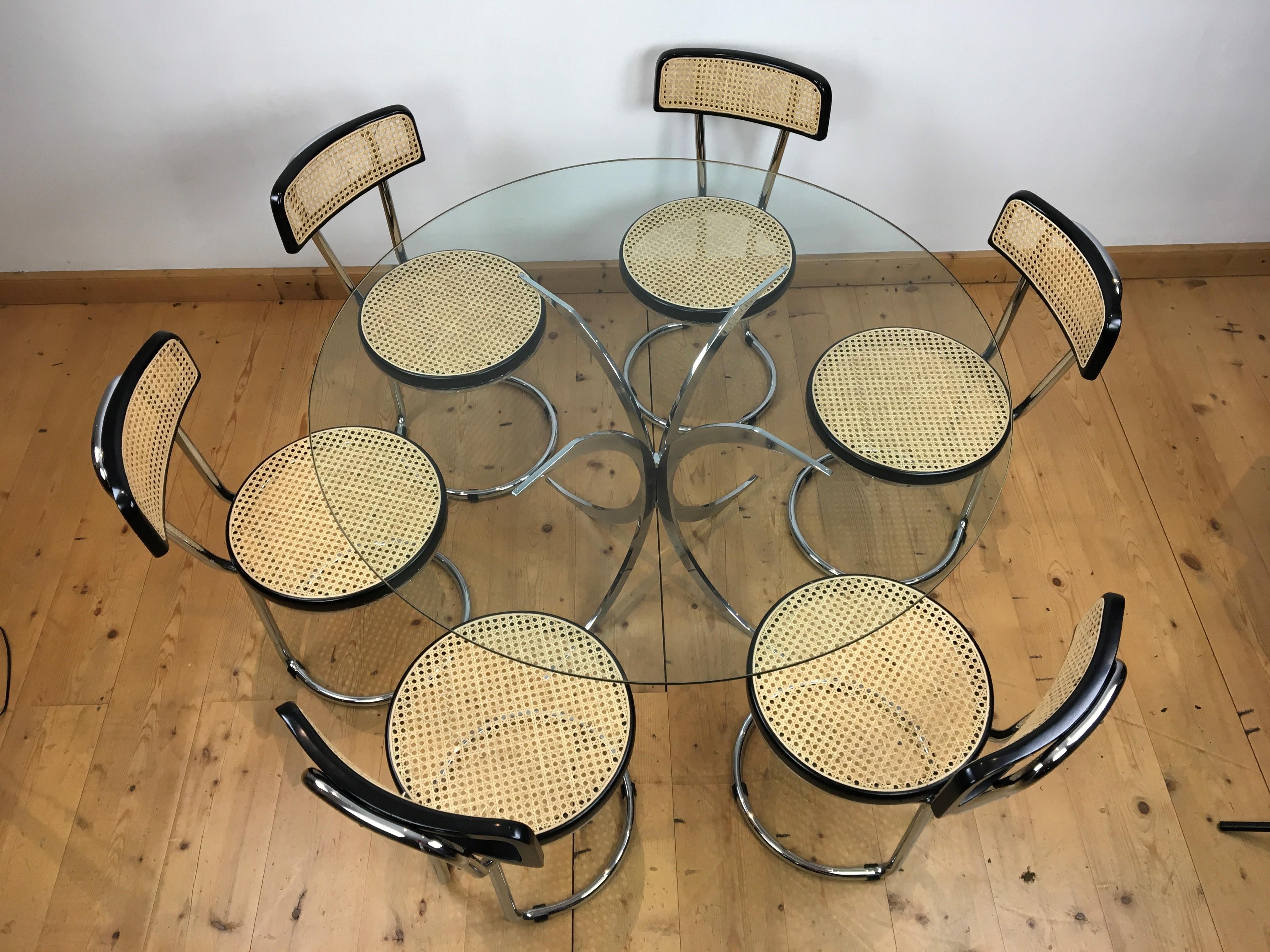 Chrome Based Round Dining Room Table for 6 Chairs at 1stDibs