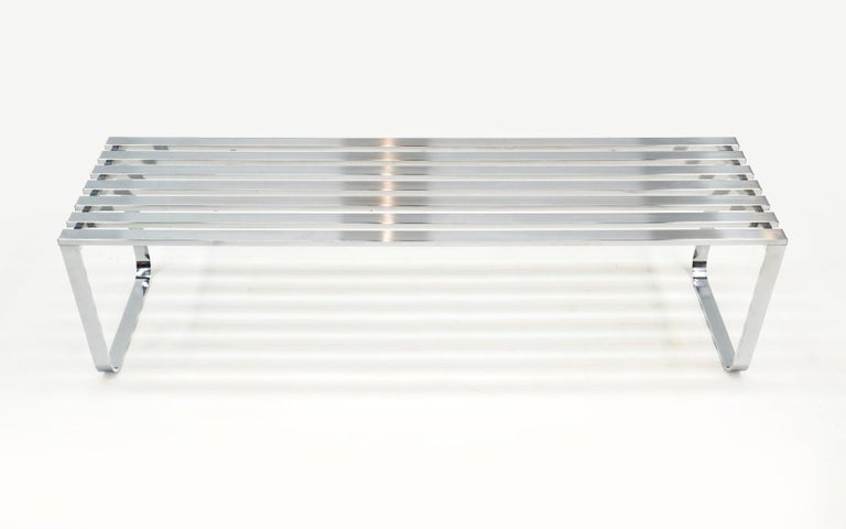 Chrome Bench / Coffee Table by Design Institute of America For Sale at ...