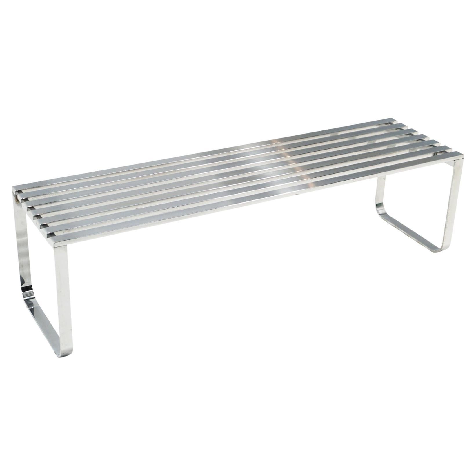 Design Institute Of America Chrome Slatted Bench For Sale at 1stDibs