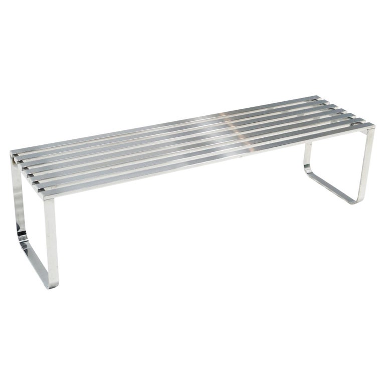 Chrome Bench / Coffee Table by Design Institute of America For Sale at ...