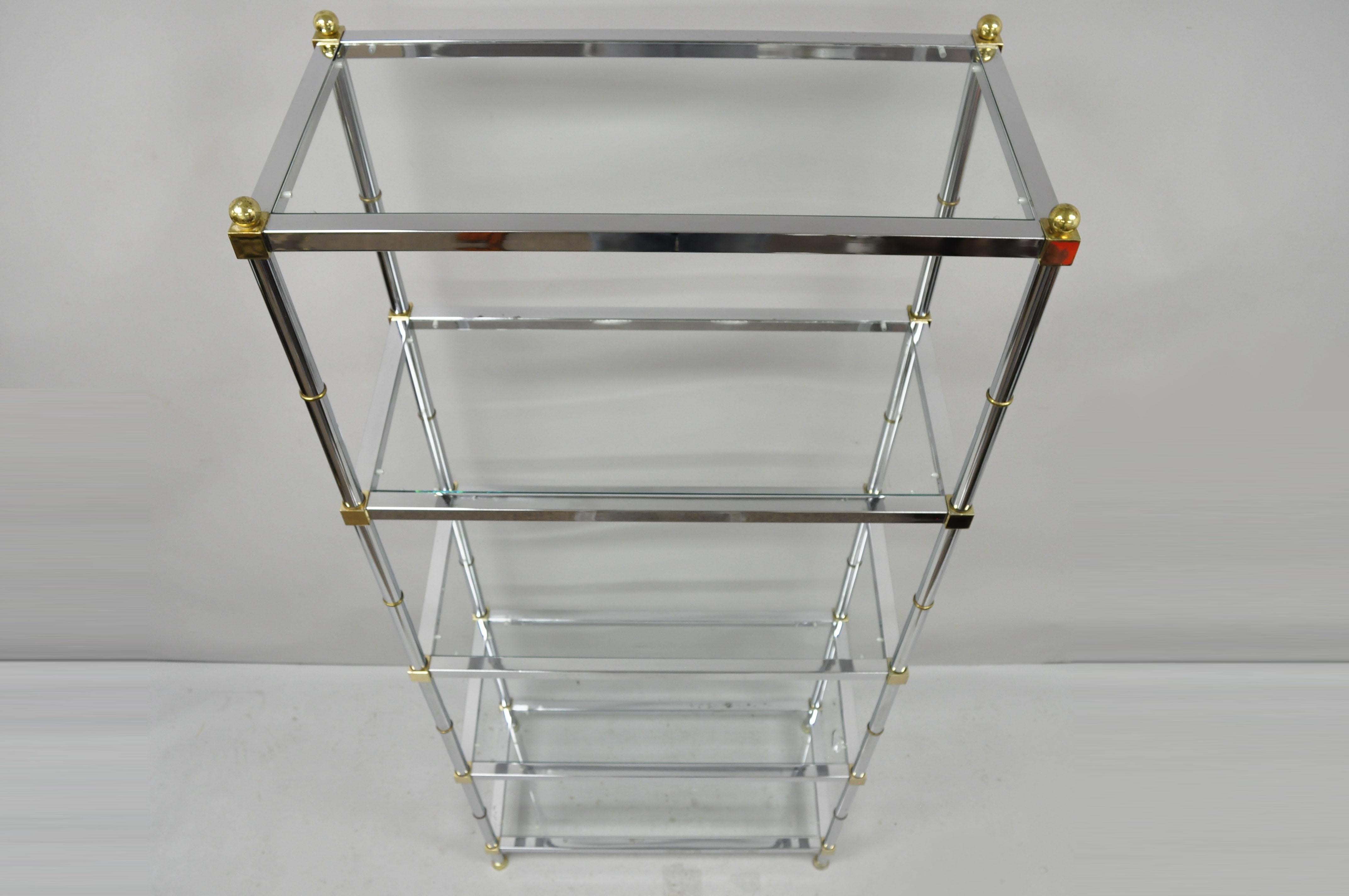 Chrome Brass Hollywood Regency Mid-Century Modern Étagère Display Shelf ...